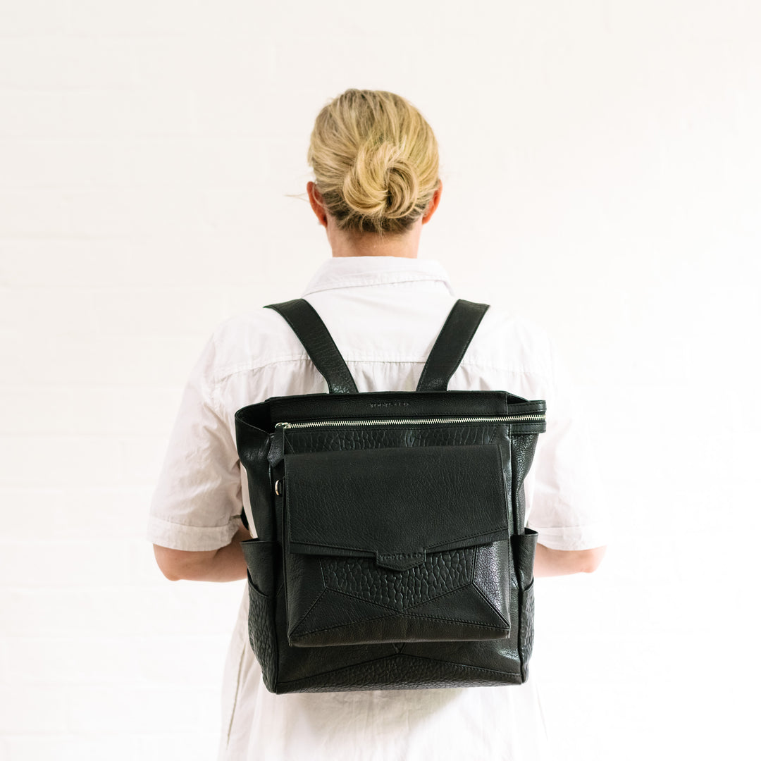 Everything Backpack Black Leather – Toots and Co