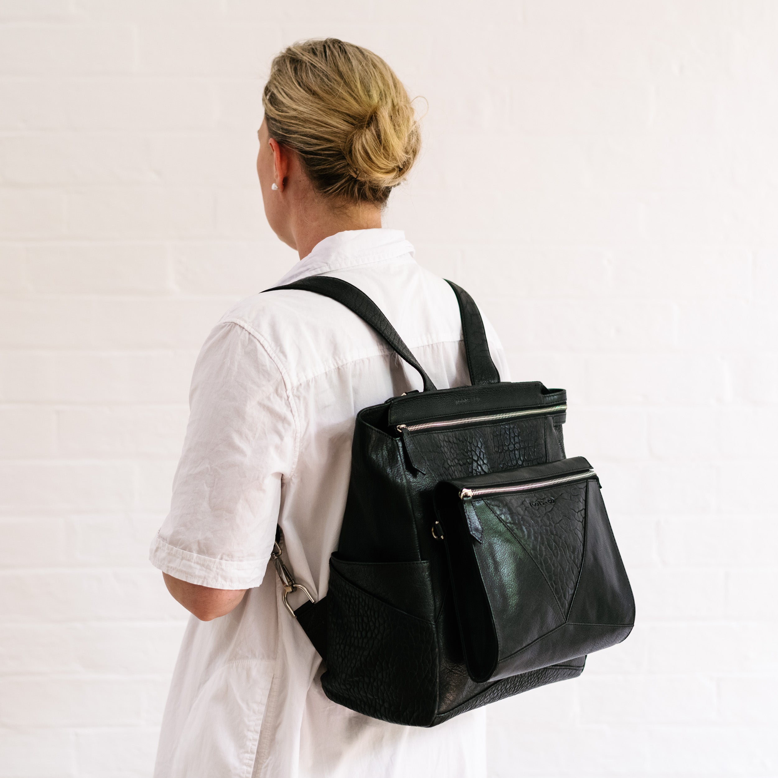 Everything Backpack Black Leather – Toots and Co